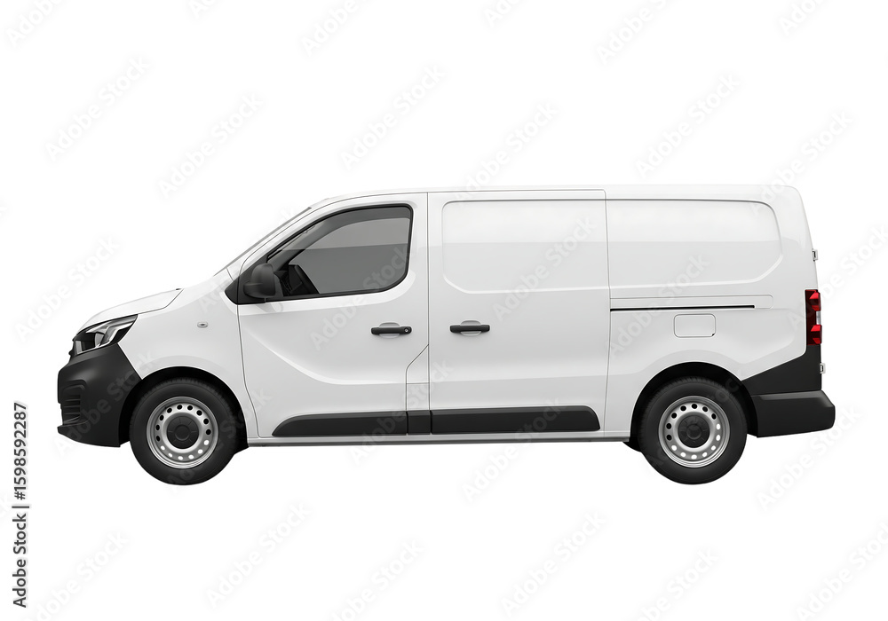 White cargo panel van side view, commercial vehicle mockup for branding ...