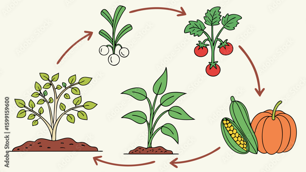 Life cycle of plants and vegetables growing process Stock Vector ...