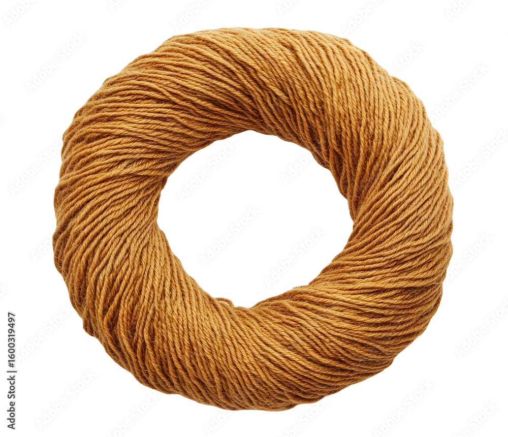 Rolled loop of fiber yarn for crafts, isolated on transparent cutout ...