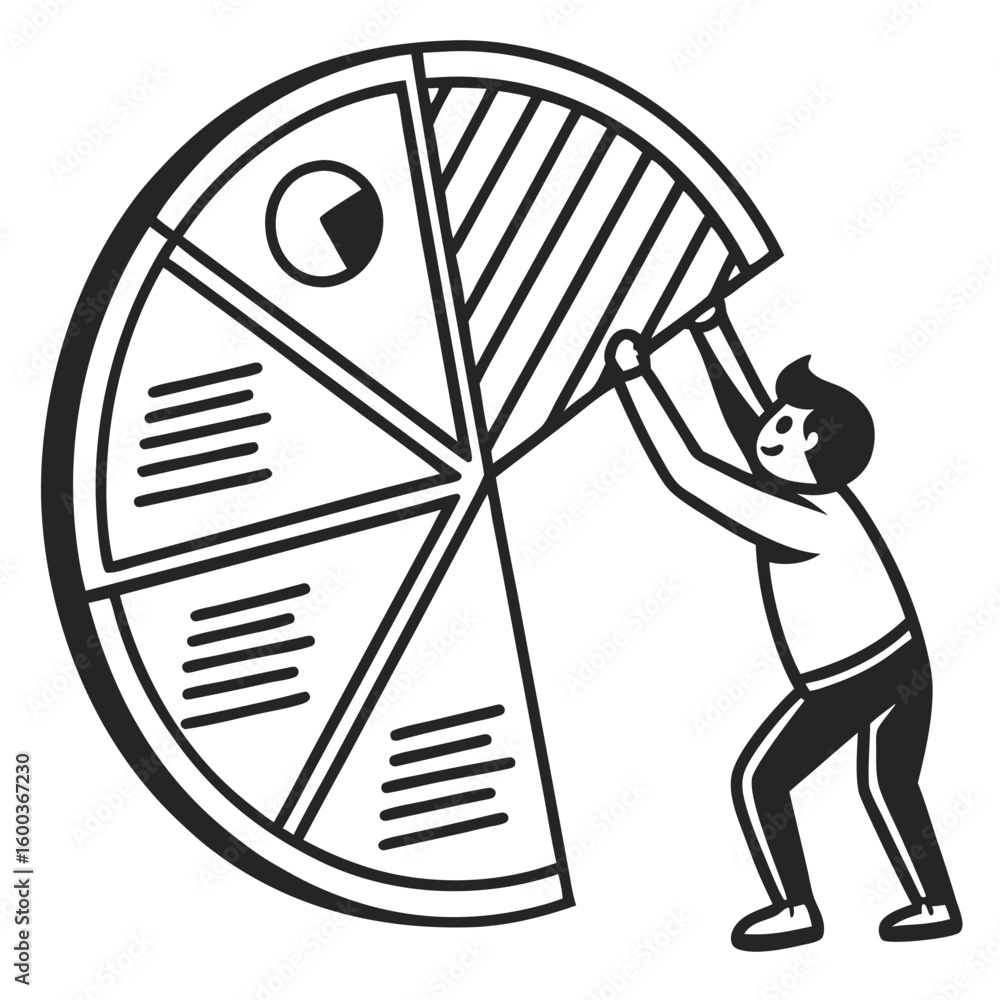 Person pulling slice from pie chart data analysis reporting Stock ...
