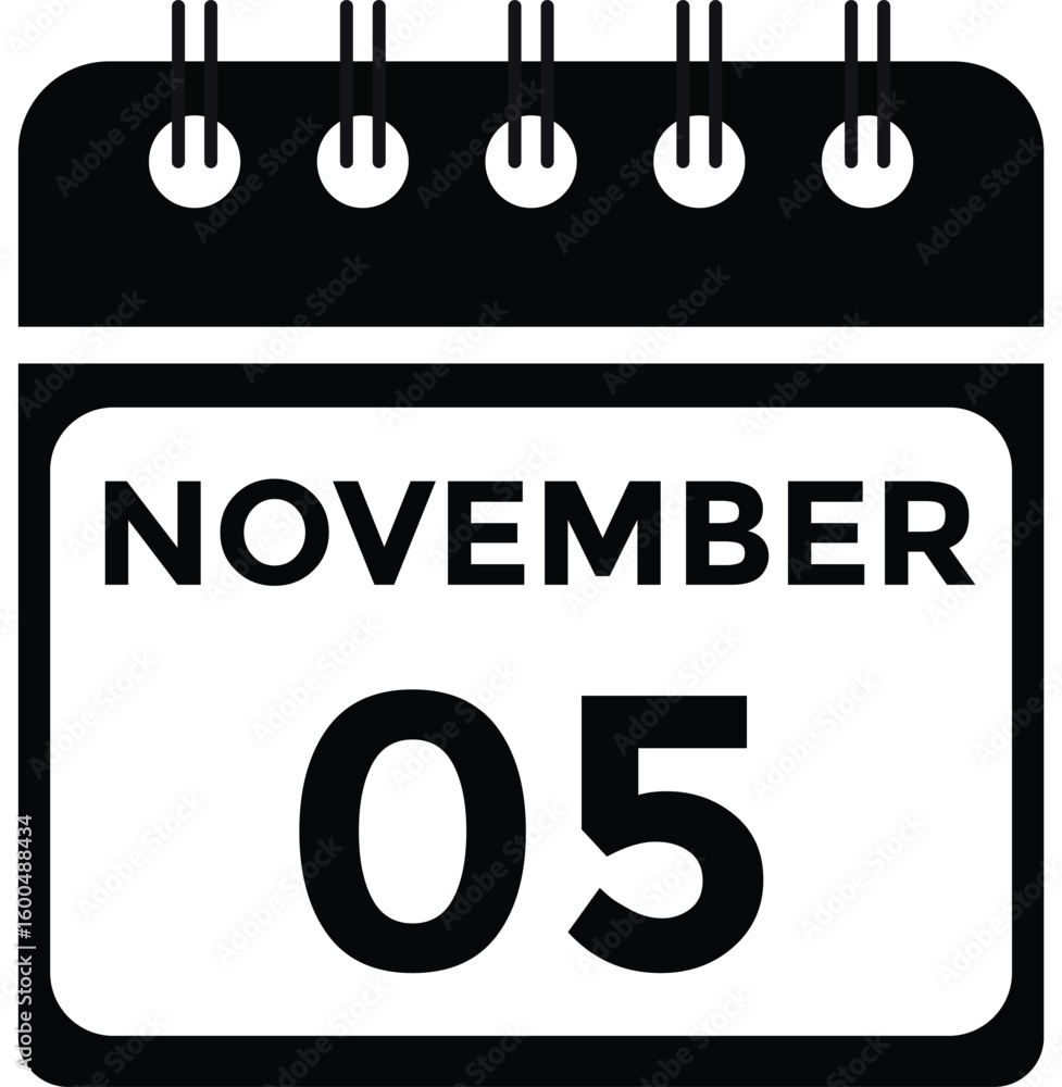 5 November, calendar date icon. 5 November Calendar Date for Deadlines ...