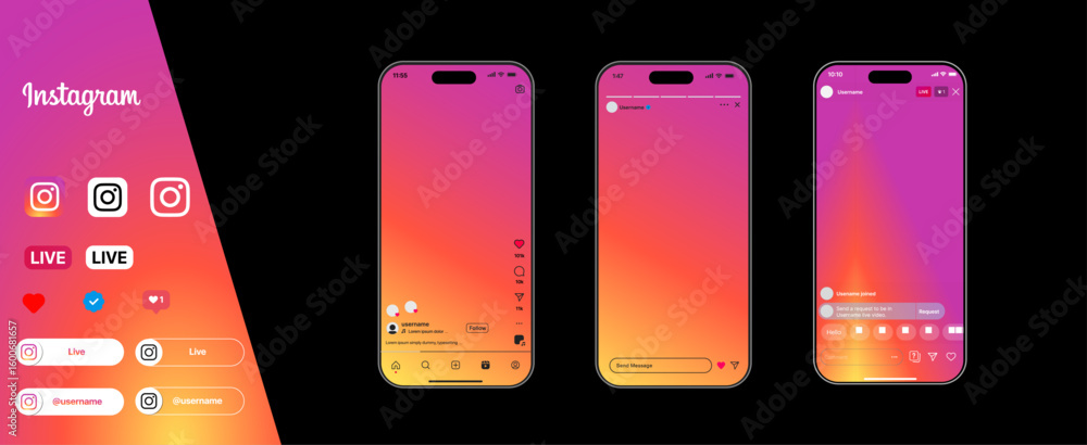 Instagram story reels mockup template with updated 2025 grid size. New ...