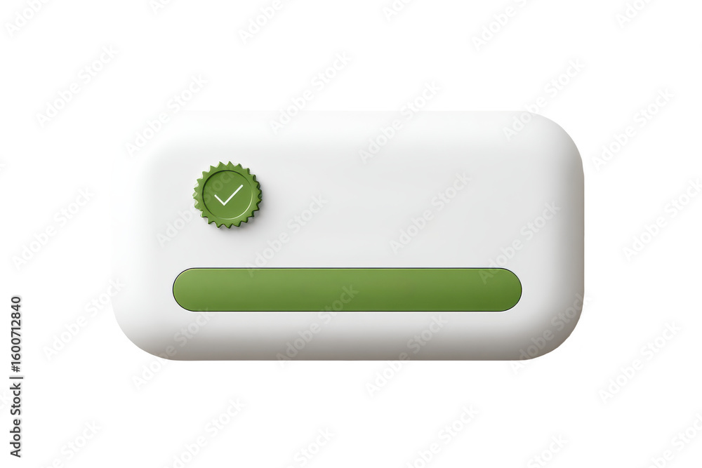 A minimalist progress bar interface with a green completion indicator ...