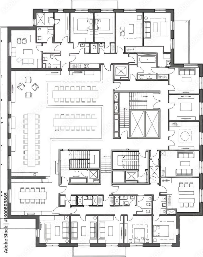 Image vectorielle Stock Detailed architectural floor plan drawing of a ...