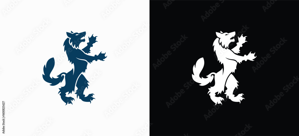 Heraldic wolf vector design illustration with a classic concept ...