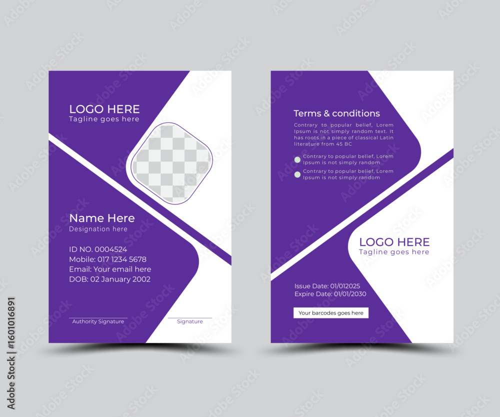 ID Card Design template. Vector format ID card design layout with ...