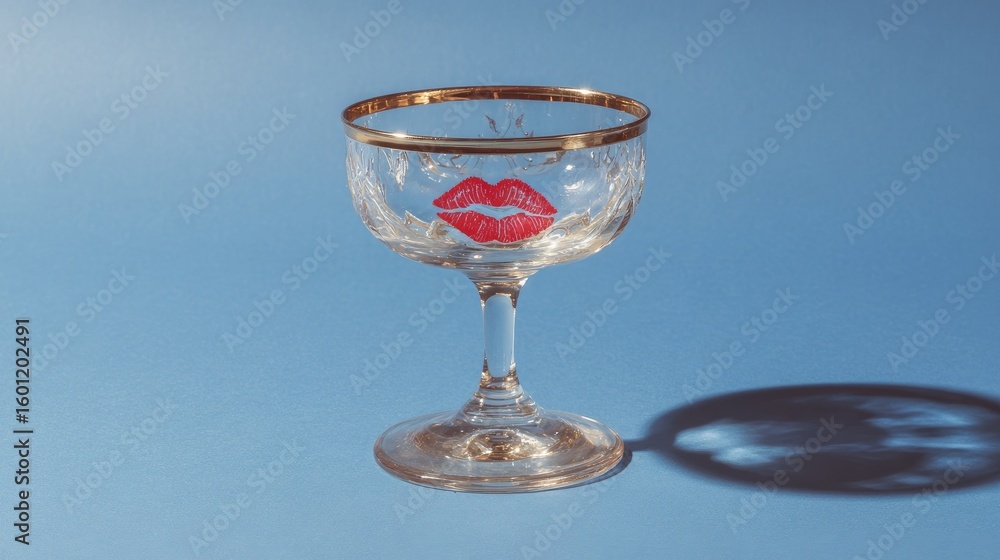 Champagne glass with lipstick kiss Stock Illustration | Adobe Stock
