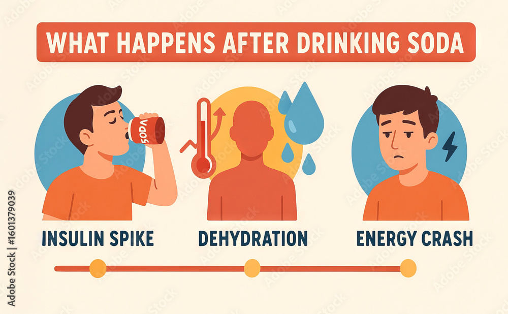 Ilustración de Stock Effects of soda consumption on human body ...