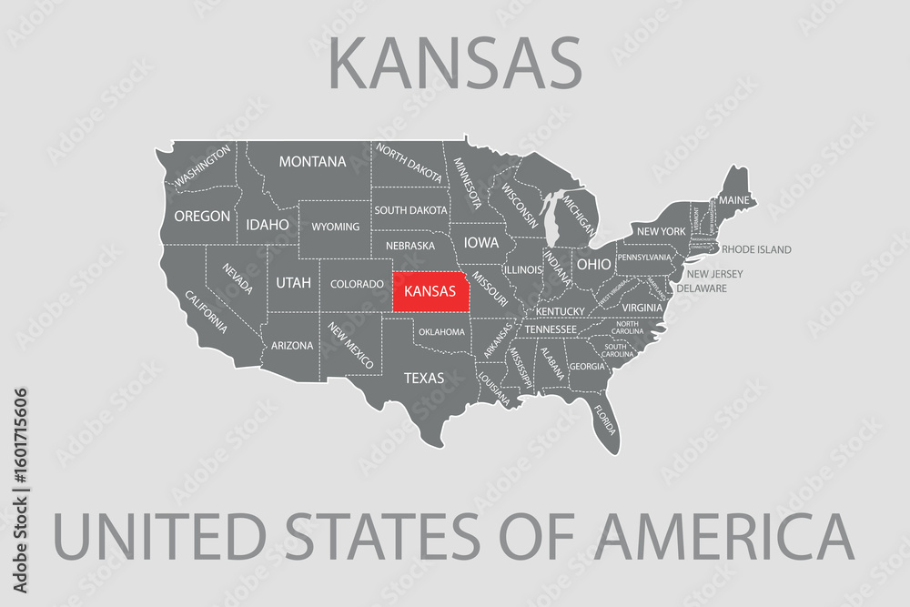 kansas State, USA, vector map isolated on United states map. Editable ...