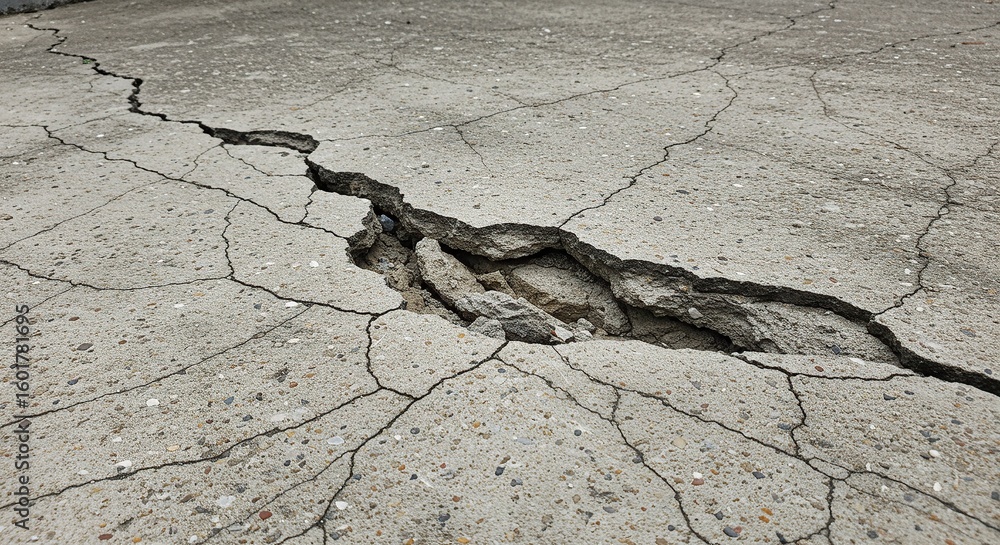 Exploring concrete damage cracked surface and road pavement with repair ...