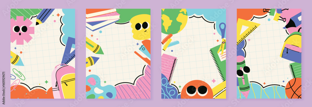 เวกเตอร์ Stock Back to school vector poster. Study Background design ...