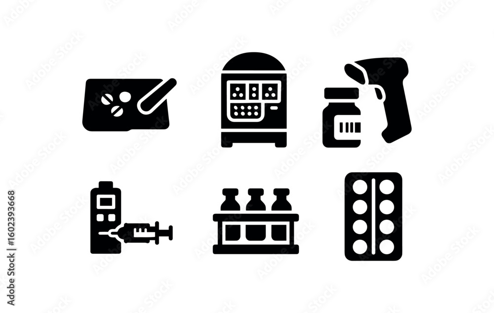 solid icon isolated medication dispensing pill counter tray medication ...