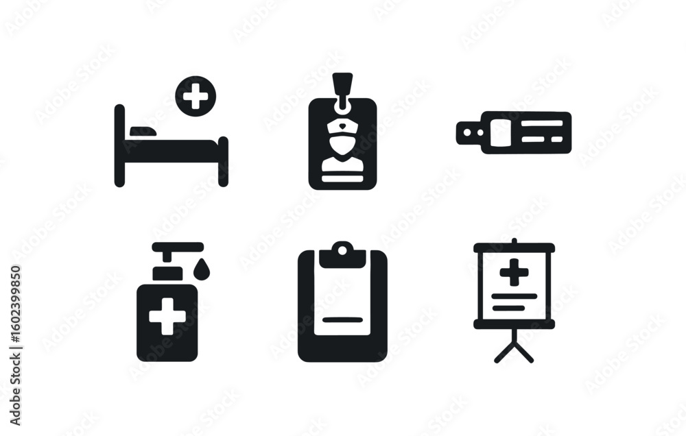 solid icon isolated hospital bed tracker hospital nurse reel hospital ...
