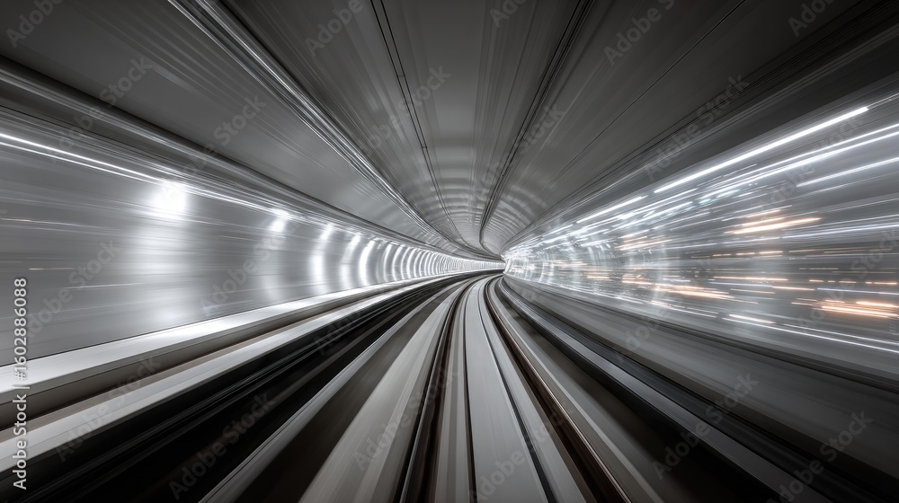 Take photos of a Hyperloop-style transportation tunnel with motion blur ...