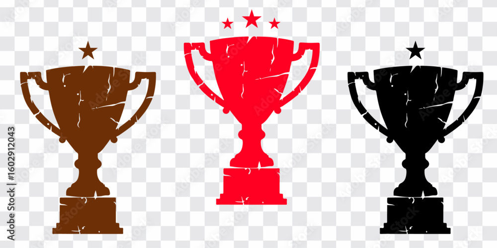 เวกเตอร์ Stock Trophy Collection: An artistic display of three distinct ...