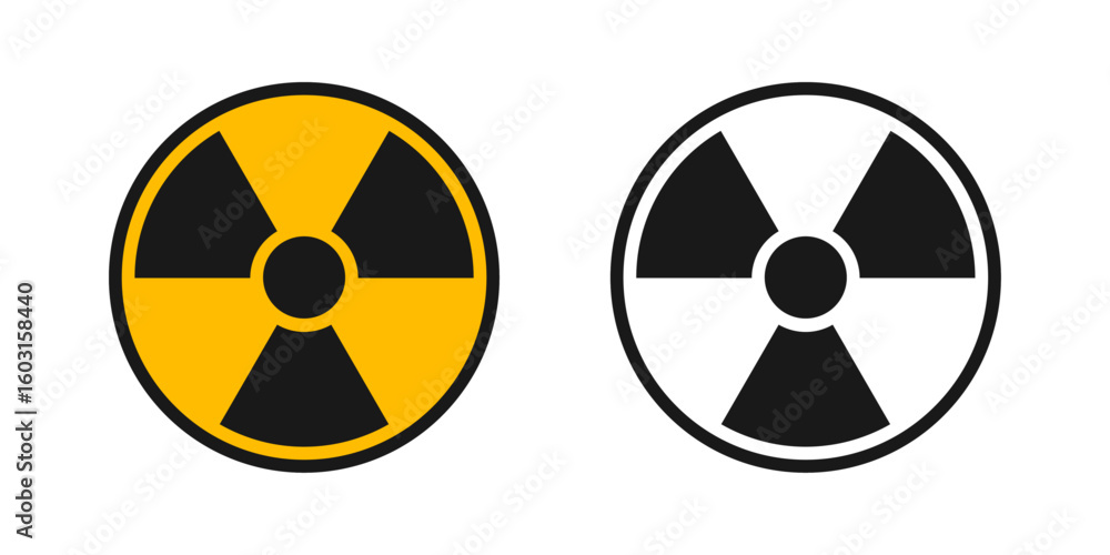 Radiation hazard symbol icon in black and yellow indicating danger ...