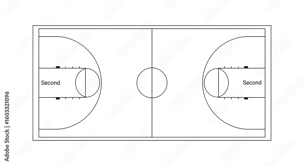 Ilustración de Stock Basketball court diagram illustration with lines ...