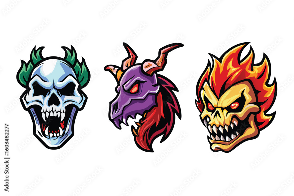 Mythical Creature Heads Esports Mascot Logo Set. High-Impact Vector ...