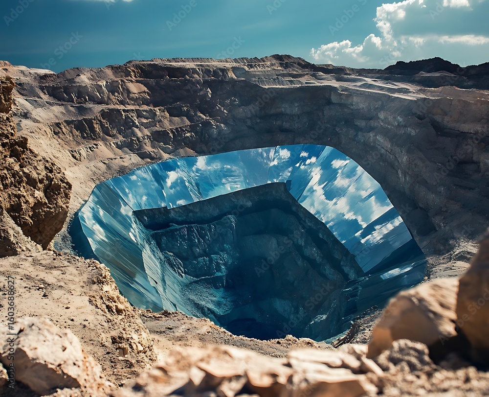 Massive Open Pit Mine with Terraced Excavation Layers and Deep Central ...