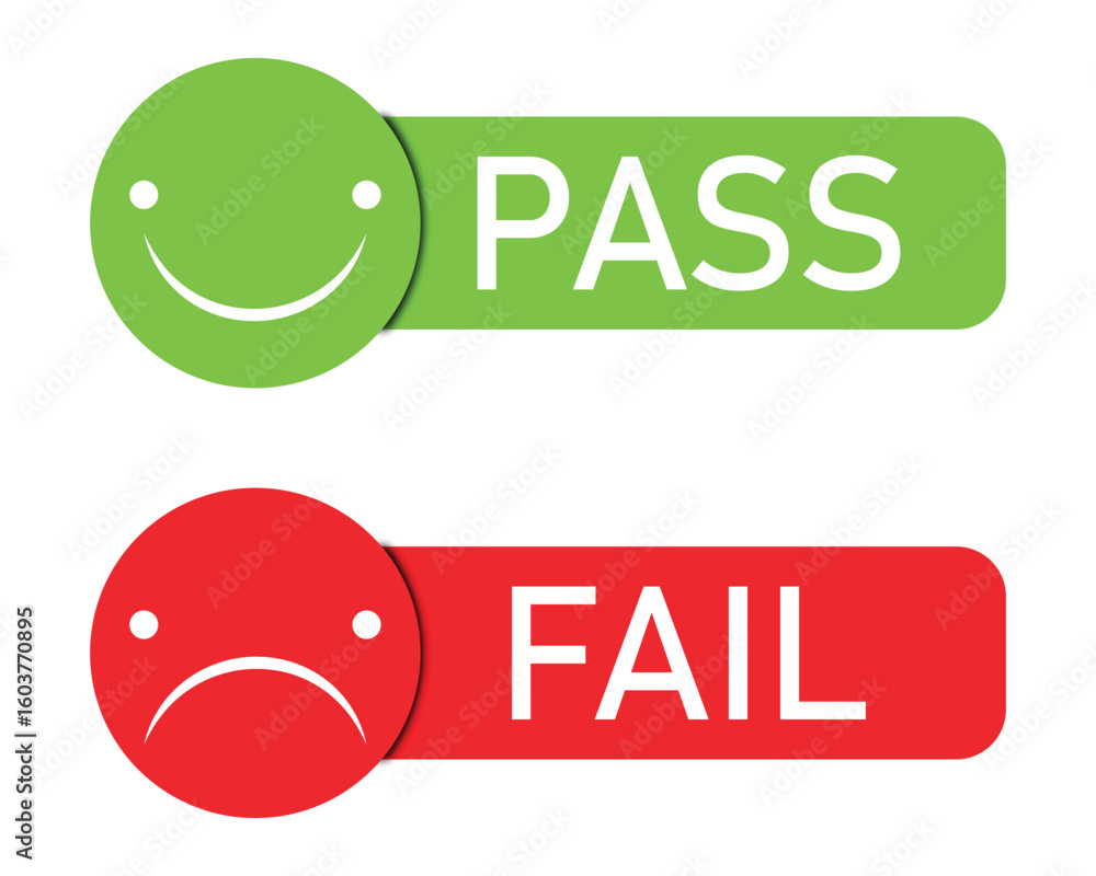 Vector de Stock Pass and Fail Stamp Icon Set – Green Check Mark and Red ...