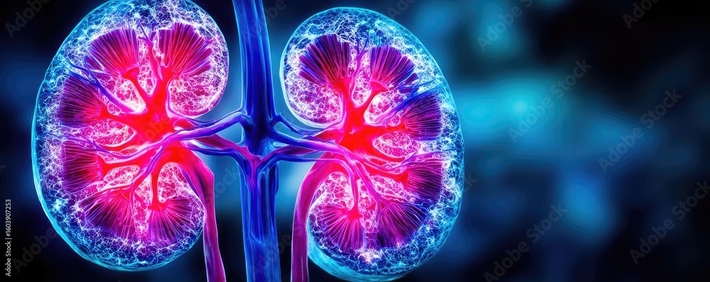 Stock-Illustration „Renal assessment for fluid support concept. Vibrant ...