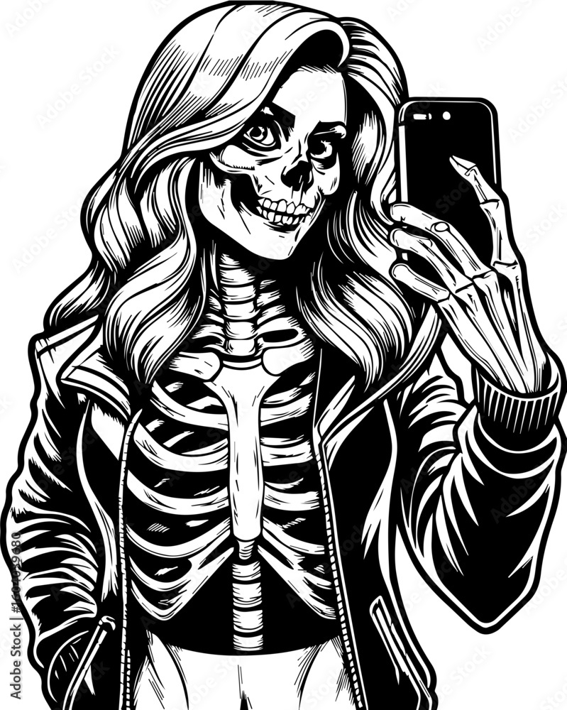 SVG of a street-style skeleton with hip hop flair in bold tattoo design ...