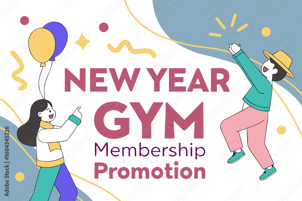 Celebrate the new year with a gym membership promotion featuring happy ...