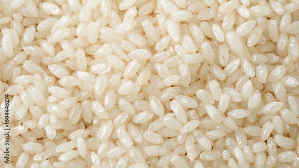Zoomed-in photo of Japonica rice, an essential variety among Asian rice ...