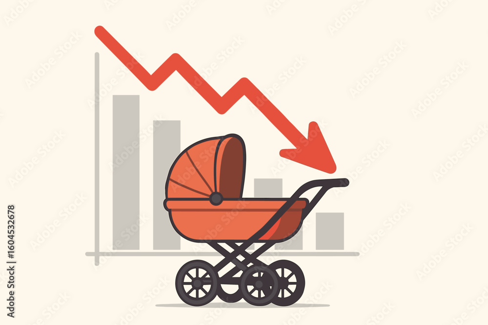 Stock-Vektorgrafik „Declining birth rate demographics concept vector ...