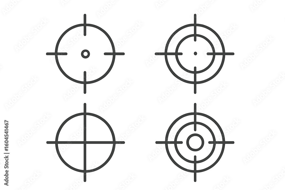 Aim target icon set. Crosshair signs for gun scope or camera focus ...