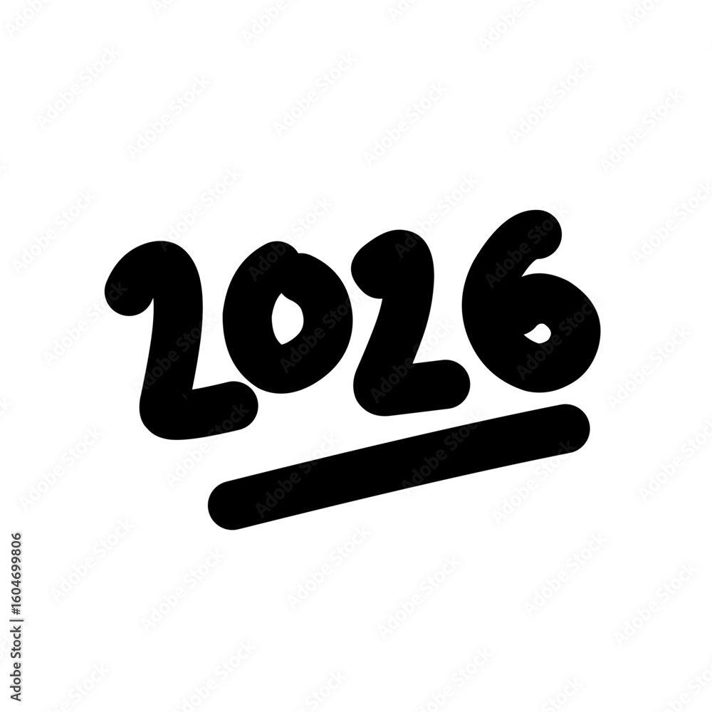 Vetor New year 2026 hand drawn illustration. New year 2026 icon. New ...