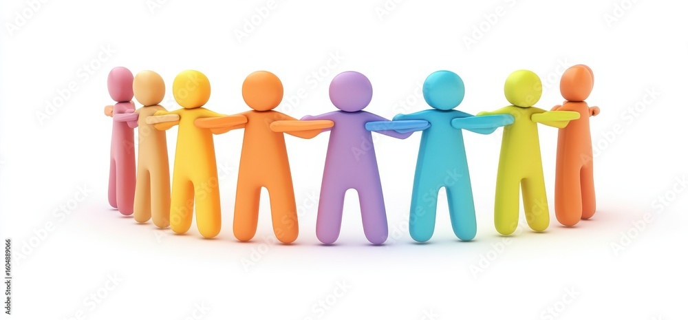 Colorful group of figures forming a circle symbolizing unity and ...