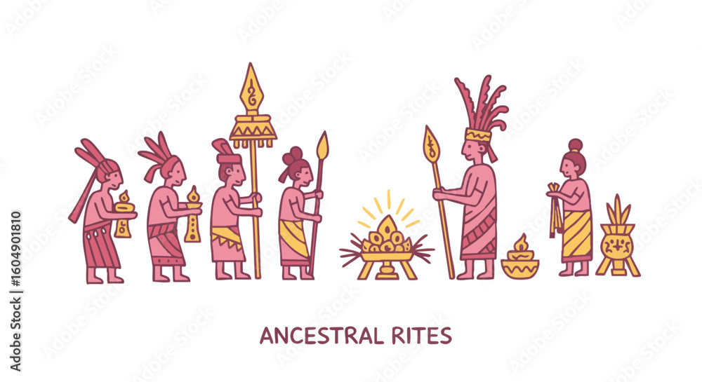 Ancient ceremony. Ancestral rites in illustration Stock Vector | Adobe ...