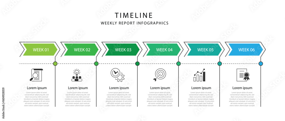 Timeline process infographic template with 6 step and icons suitable ...