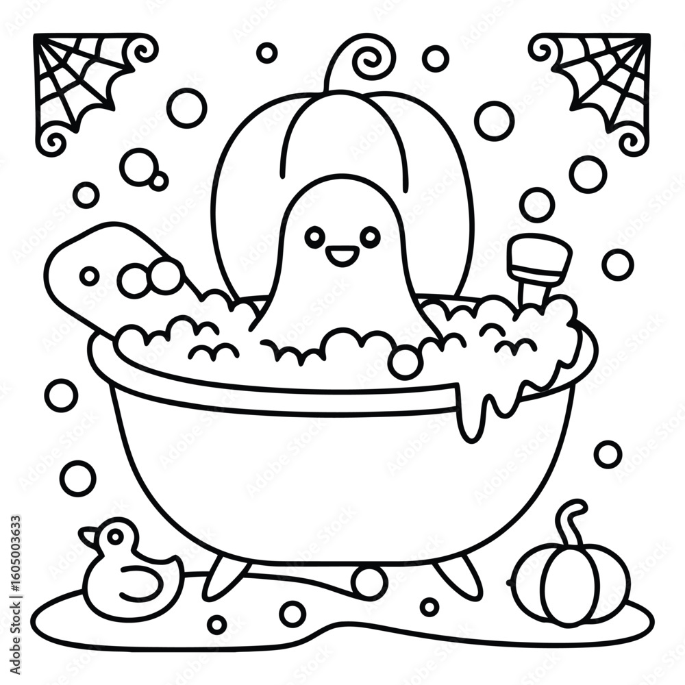 เวกเตอร์ Stock Spooky Pals – Cute and Easy Halloween Coloring Pages for ...