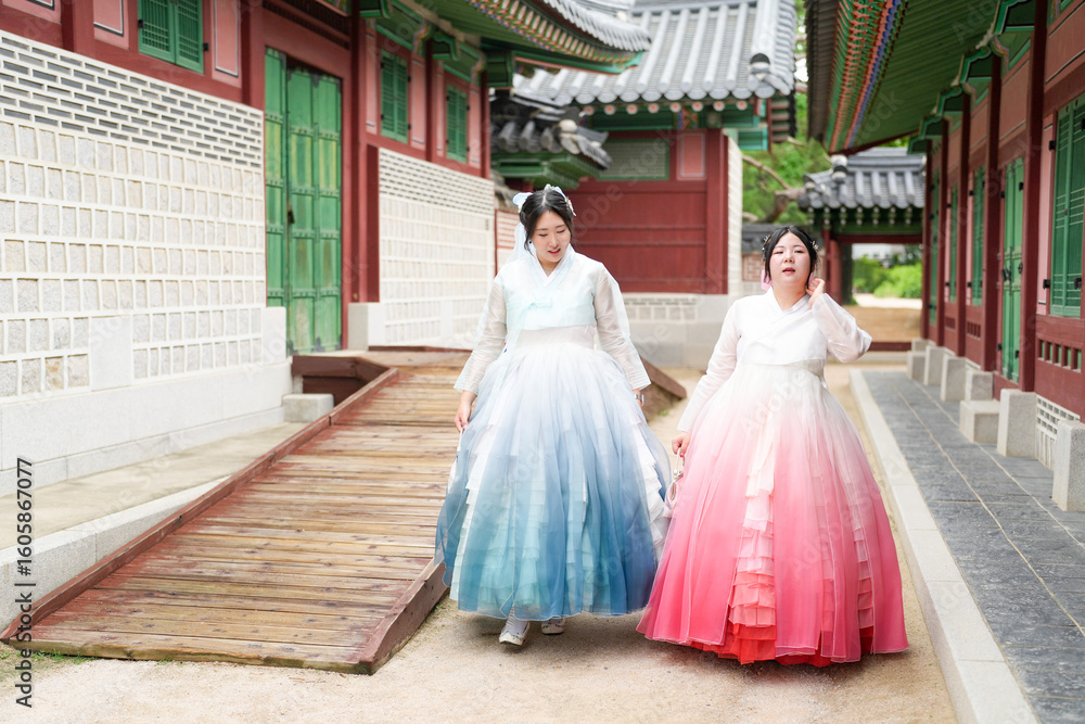 Seoul, June 2025: Two Korean women in their twenties stroll through ...