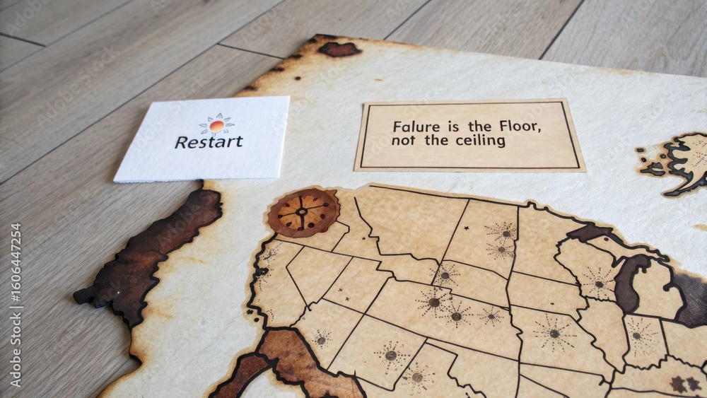 Motivational Map with Restart and Failure Quote for Inspiration Stock ...