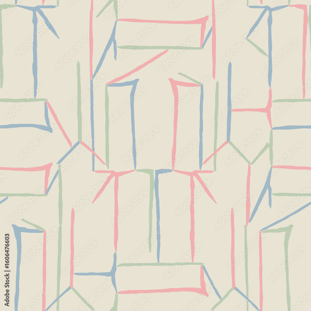 Vector geometric line art seamless repeat pattern Stock Vector | Adobe ...