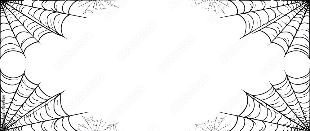 Spooky spiderweb border frame on transparency background for halloween ...