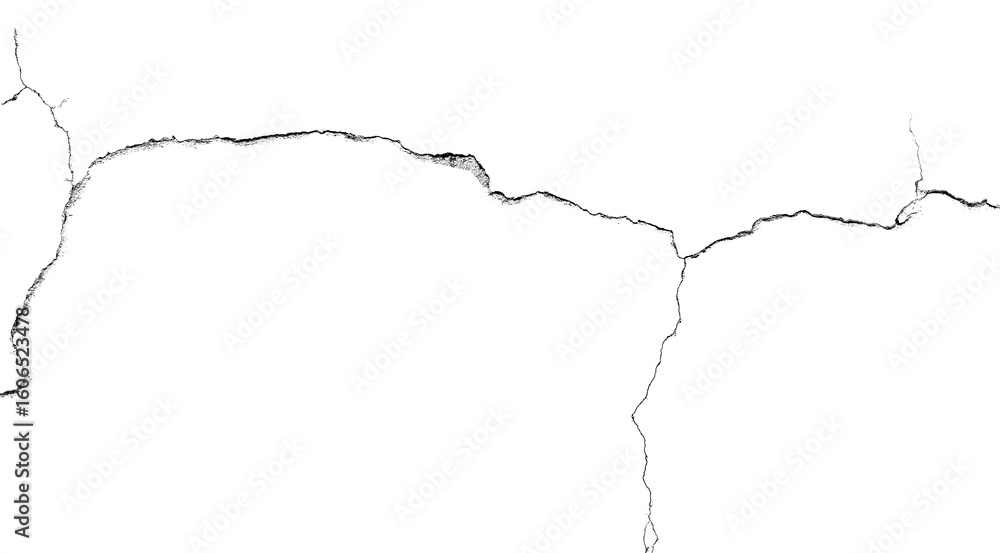 Foto de Stock One big crack with two small cracks transparent ...