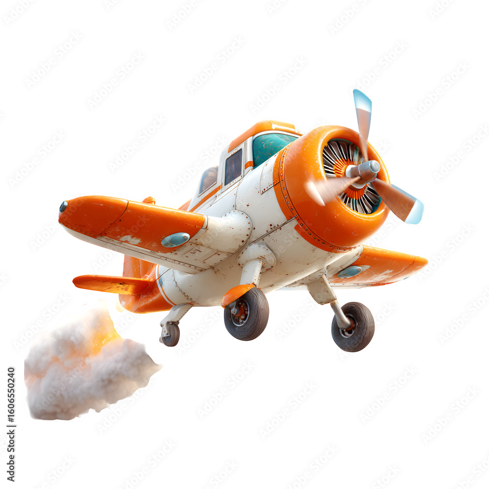 Rendered Premium Professional cartoon airplane in flight transparent ...