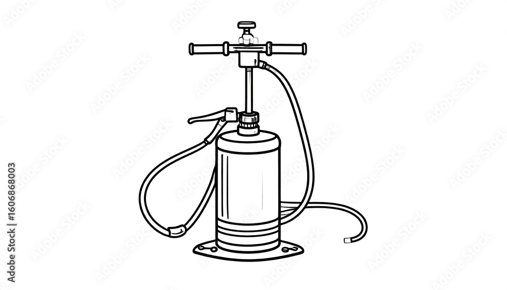 Simple outline drawing of a tire inflator Stock Illustration | Adobe Stock