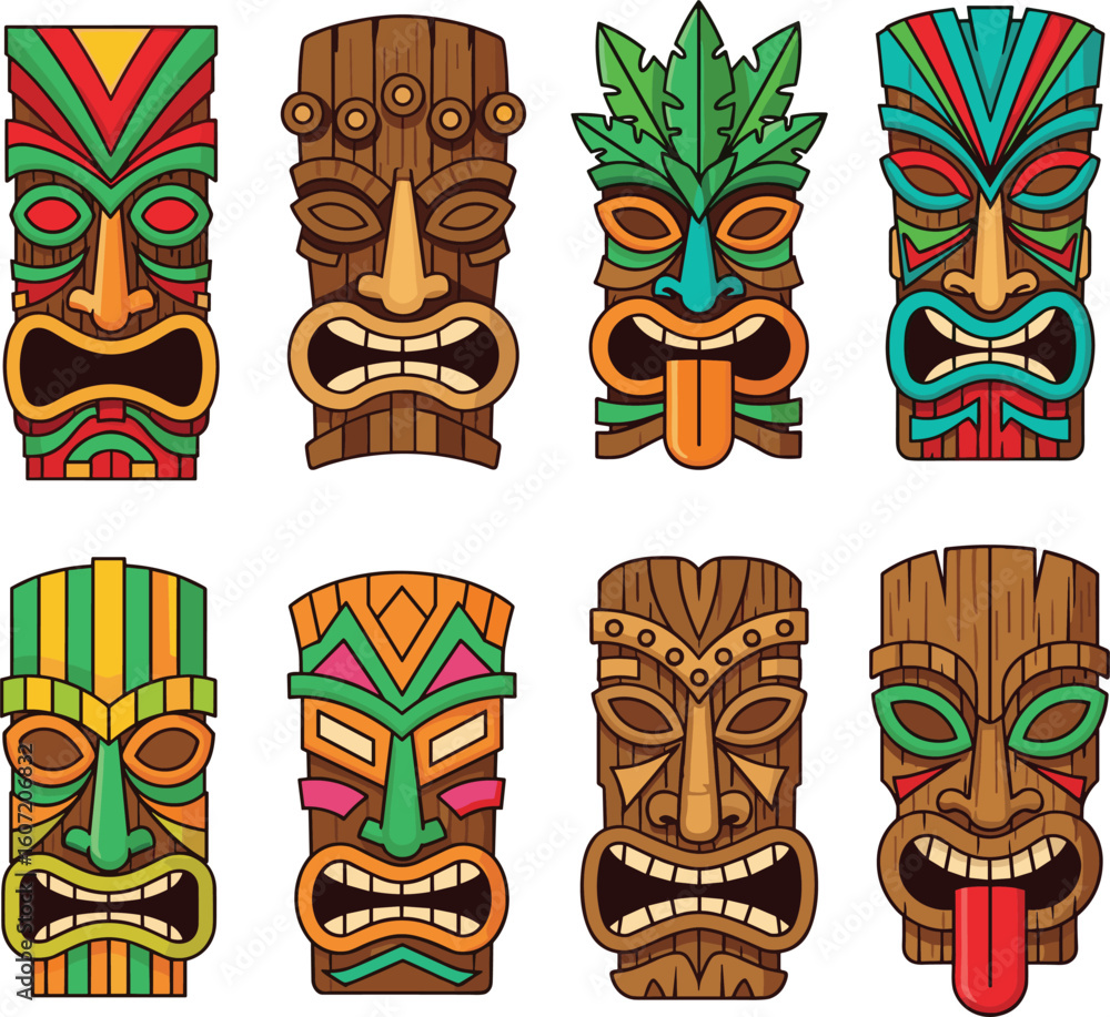 Tiki Face Drawings