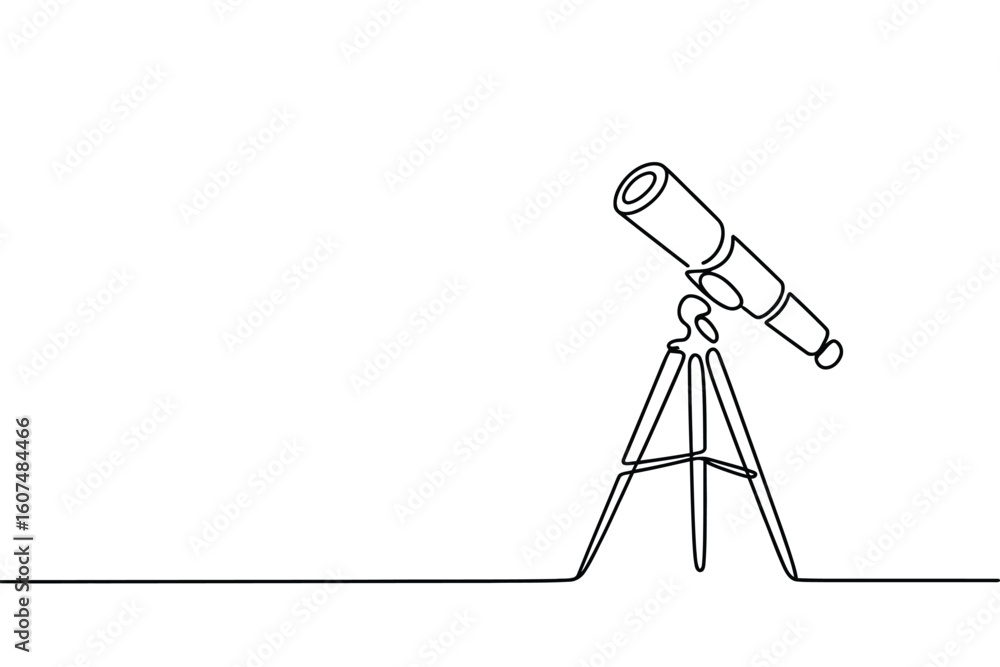 Minimalist line art drawing of a telescope on a tripod Stock Vector ...