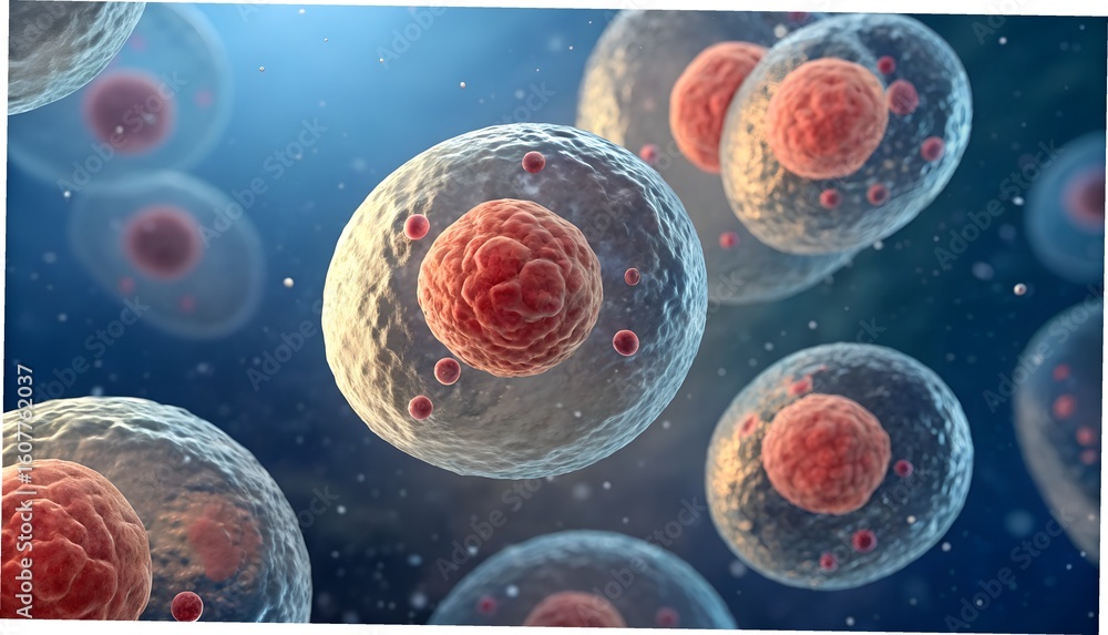 Stock-Foto „3D cinematic rendering of human skin cell mitosis — stages ...