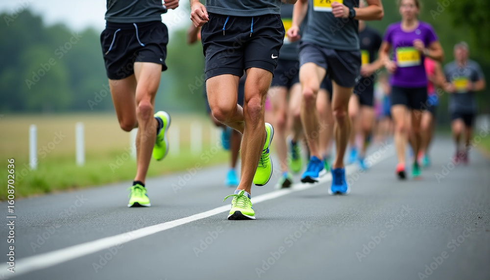 Foto de Stock Marathon Runners Close-up: Team Sport & Healthy Energy on ...