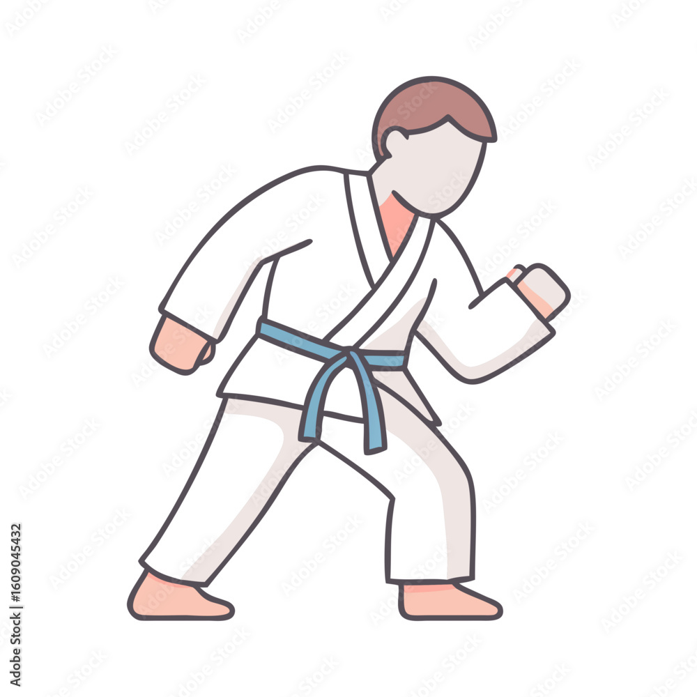 Cartoon character of a person in a Karate Gi stance ready to fight ...