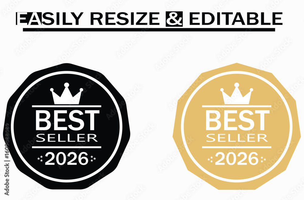 Best Seller 2025 or Gold Best Seller 2026 Label Vector , Premium ...