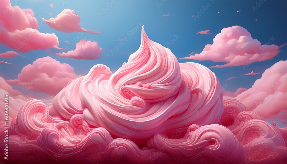 pink whipped cream dessert cloud background for sweet food fantasy ...
