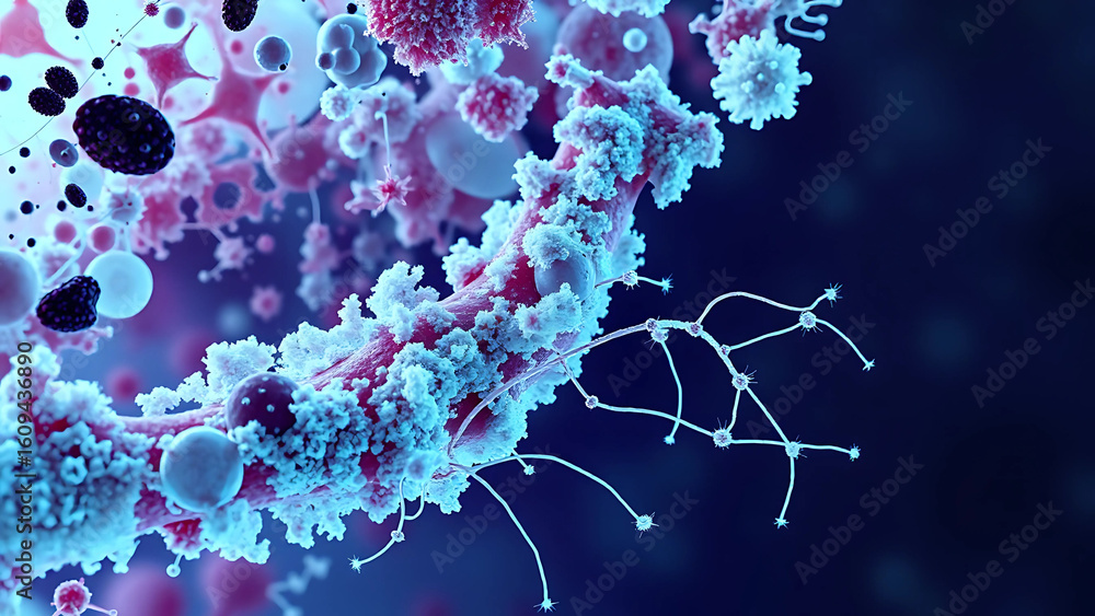 SEM of ventilator-associated pneumonia, mixed biofilm (bacteria/fungi ...